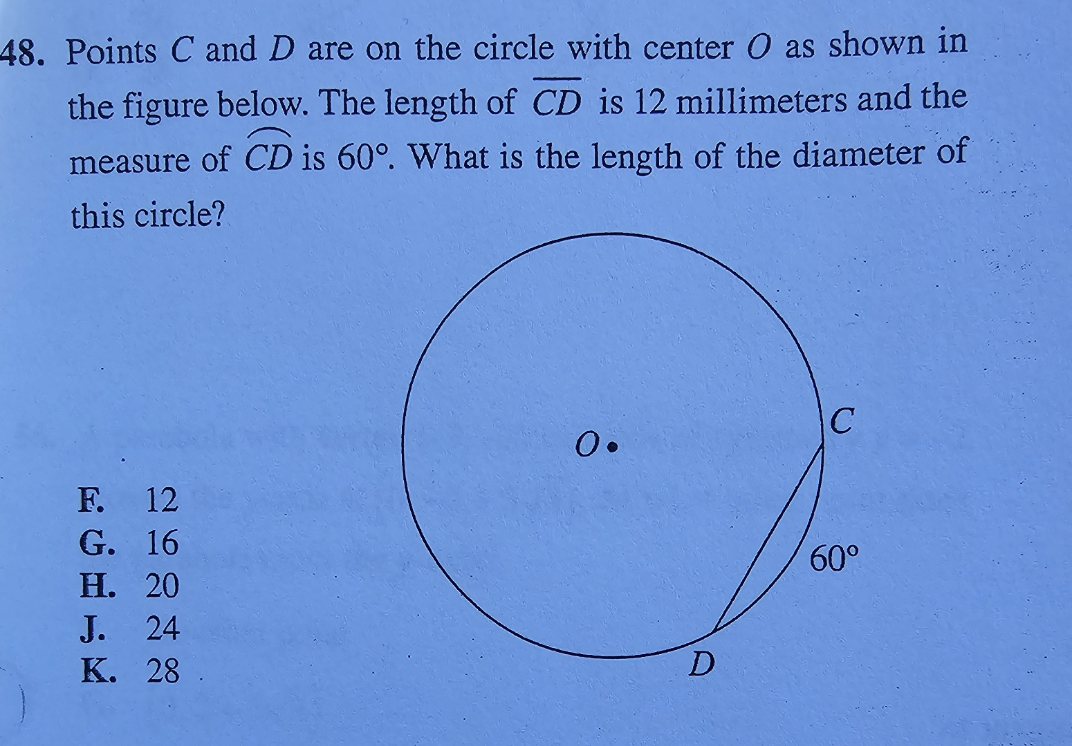 Solved Points C ﻿and D ﻿are on the circle with center O ﻿as | Chegg.com