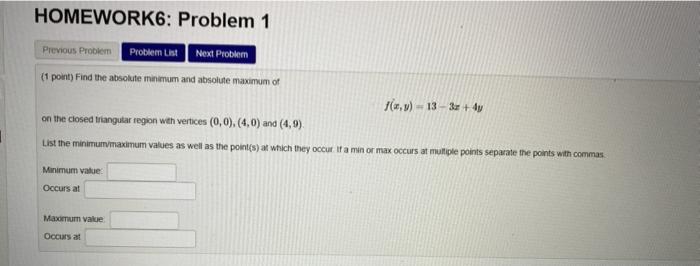 Solved HOMEWORK6: Problem 1 Previous Problem Problem List | Chegg.com