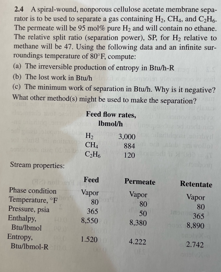 Solved A spiral-wound, nonporous cellulose acetate membrane | Chegg.com