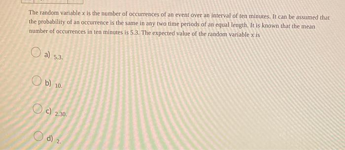 Solved The random variable x is the number of occurrences of | Chegg.com