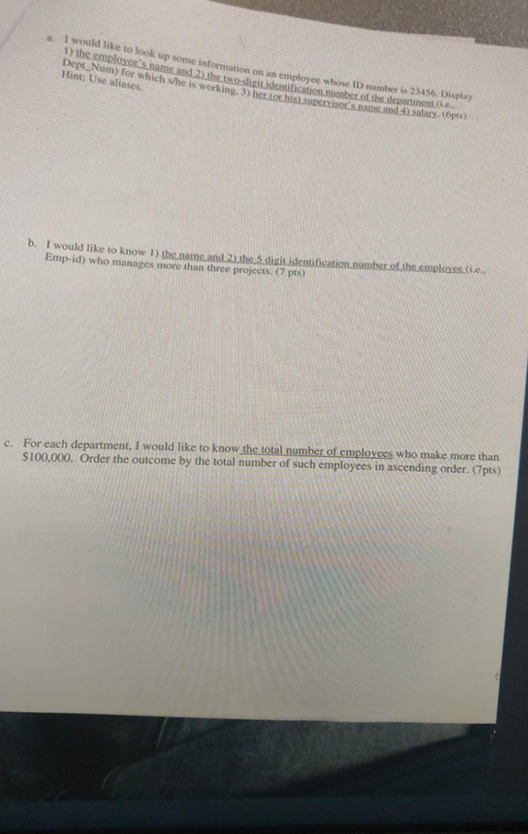 Solved 3. (40 pts) Write SQL queries for the following | Chegg.com
