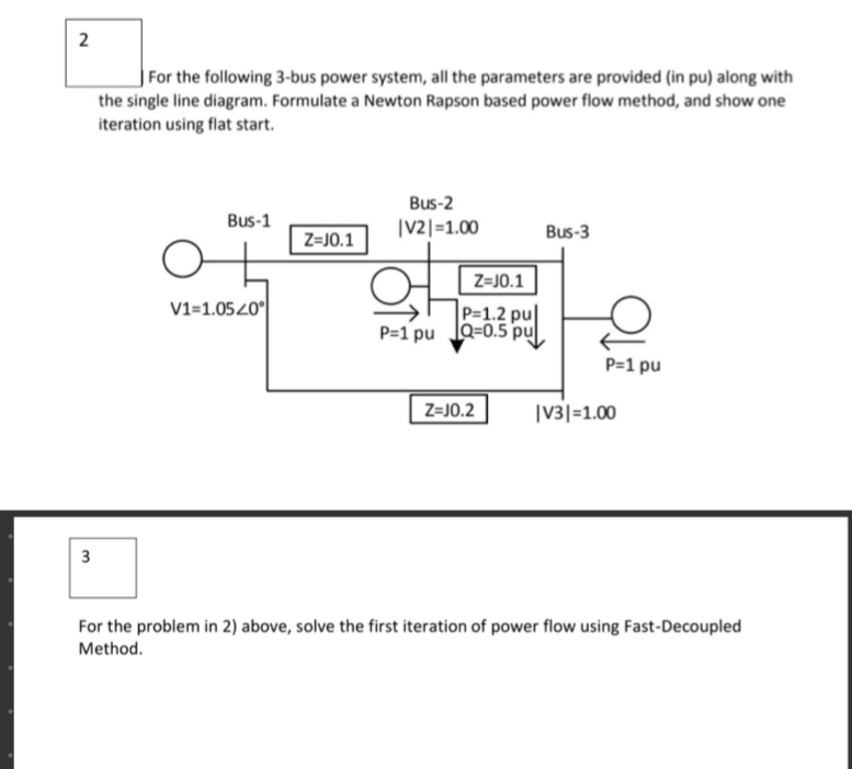 Solved For the following 3-bus power system, all the | Chegg.com