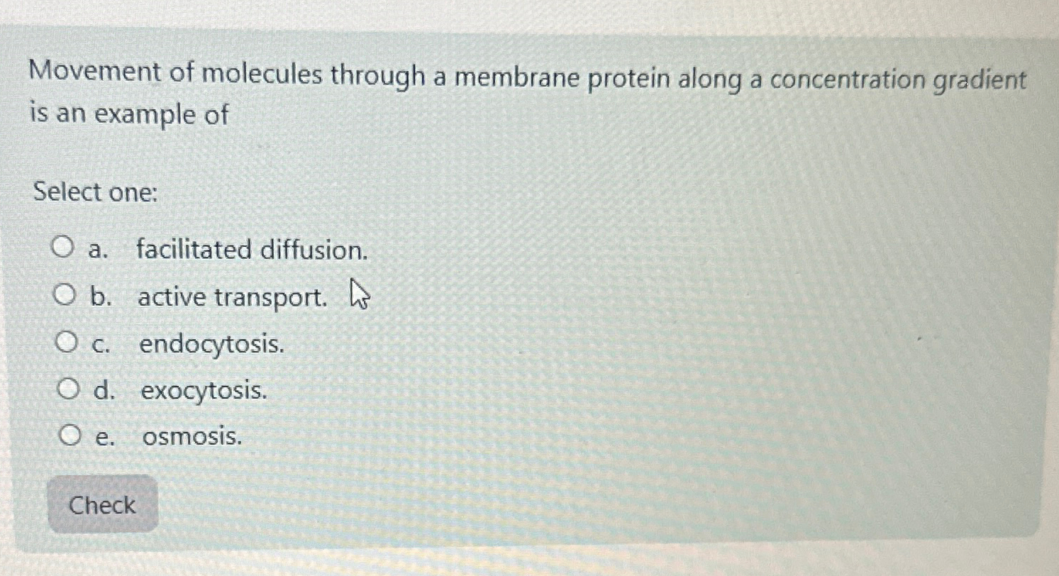 Solved Movement of molecules through a membrane protein | Chegg.com