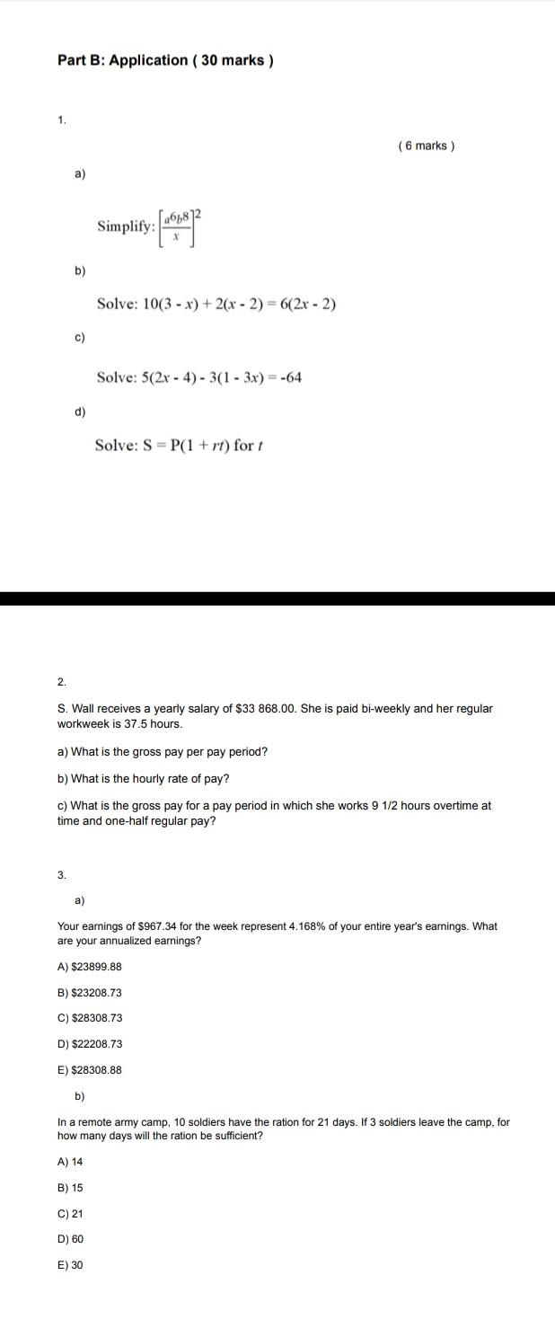 Solved Part B: Application ( 30 marks ) 1. (6 marks) a) | Chegg.com