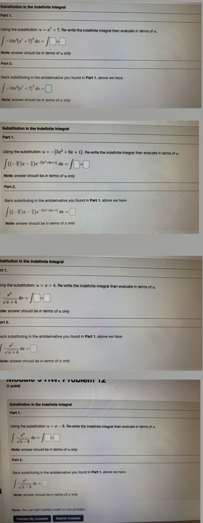 Solved Using the substitution: u=x7+7. ﻿Re-write the | Chegg.com