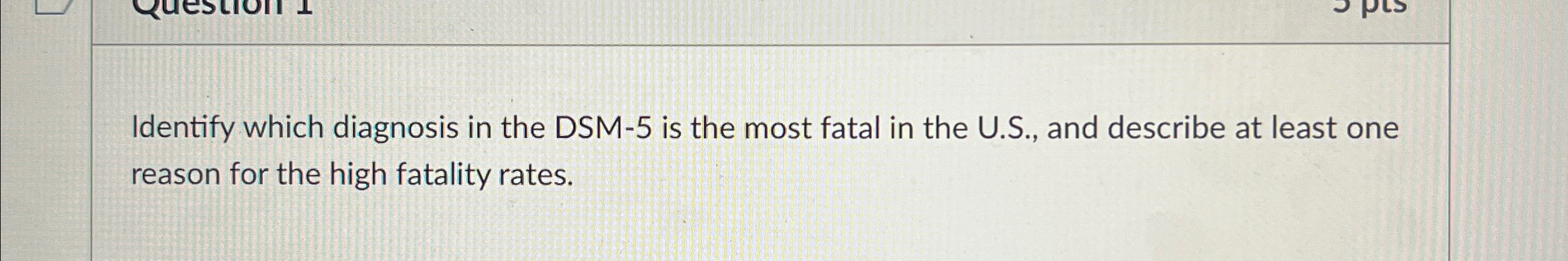 Solved Identify which diagnosis in the DSM-5 ﻿is the most | Chegg.com