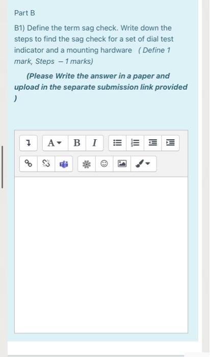 Solved Part B B1) Define the term sag check. Write down the | Chegg.com