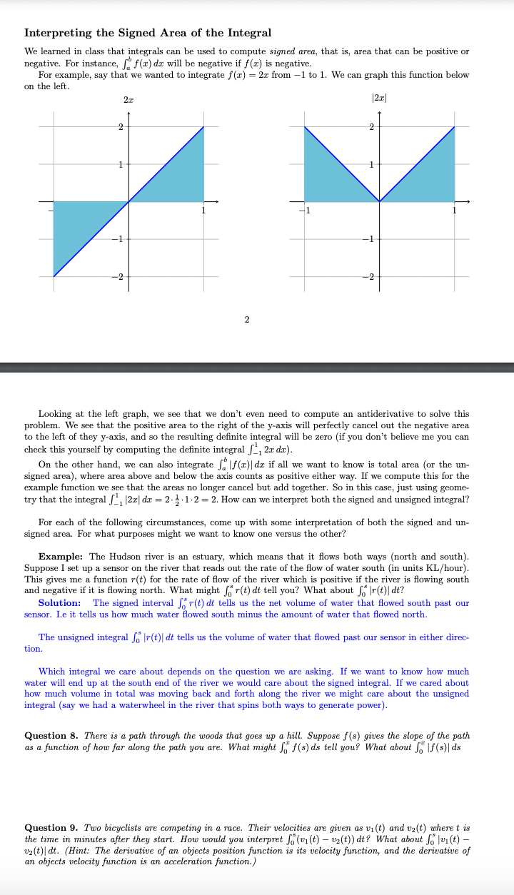 Solved Interpreting the Signed Area of ﻿the IntegralWe | Chegg.com