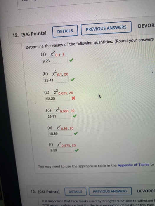 Solved DEVOR DETAILS PREVIOUS ANSWERS 12. [5/6 Points] | Chegg.com