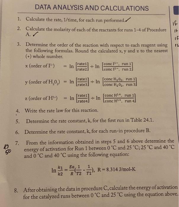 Solved 3. Determine the rate constant, k, for the Run 1 in | Chegg.com