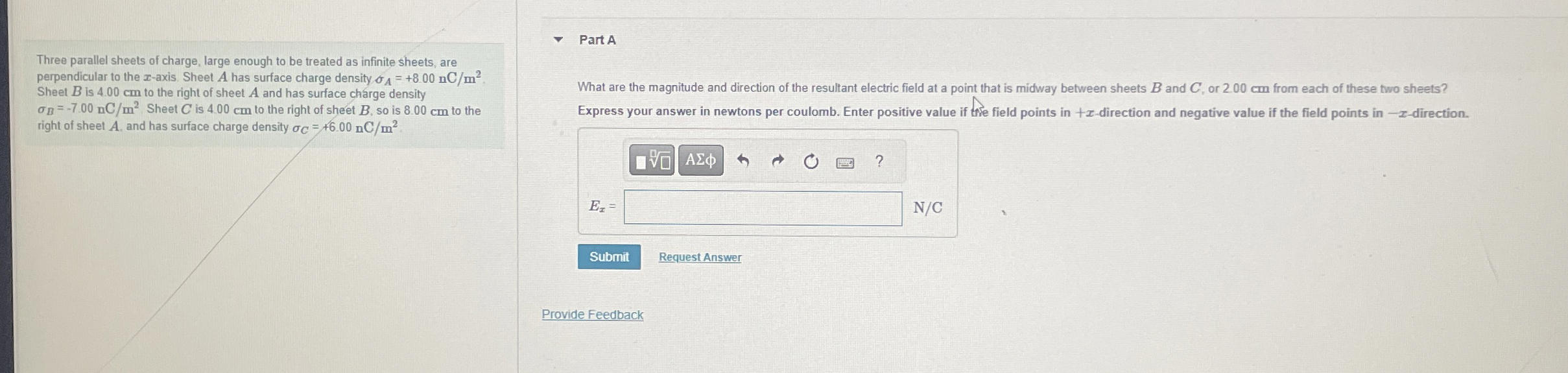Solved Three parallel sheets of charge, large enough to be | Chegg.com