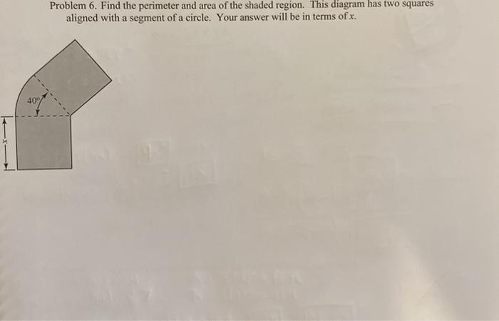 Solved Problem 6. Find the perimeter and area of the shaded | Chegg.com