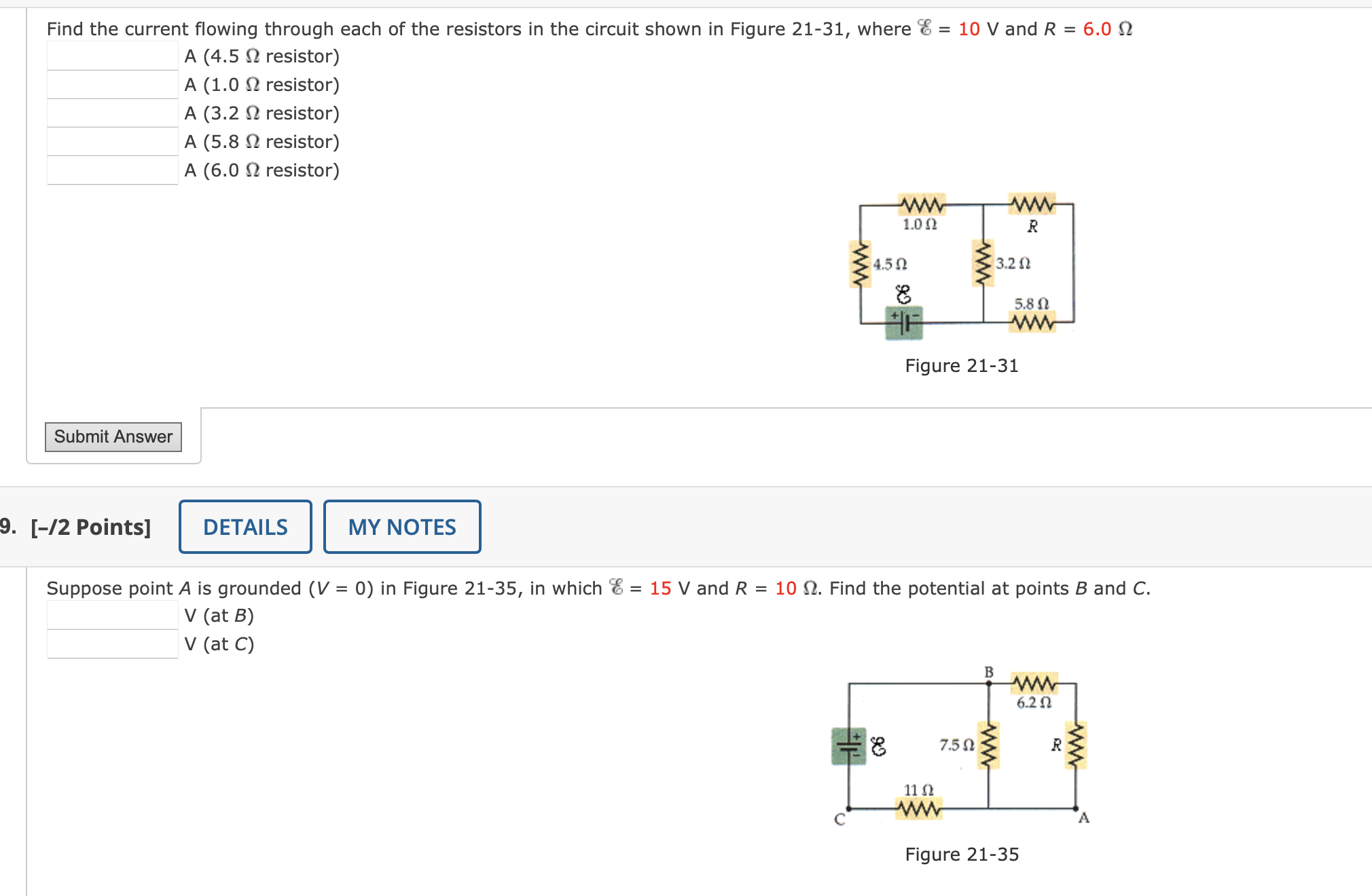 Solved Find the current flowing through each of the | Chegg.com