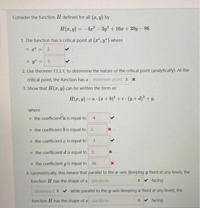 Solved Consider the function H defined for all (x,y) by | Chegg.com