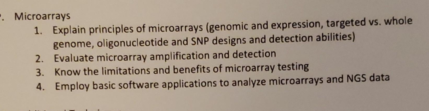 Solved Microarrays 1. Explain principles of microarrays | Chegg.com