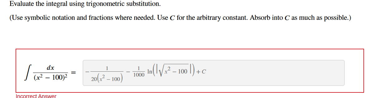 C ﻿for the arbitrary constant. Absorb into C as ﻿much | Chegg.com
