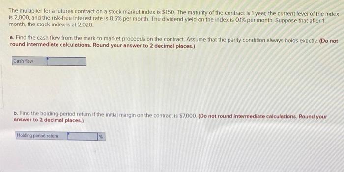 Solved The multiplier for a futures contract on a stock | Chegg.com