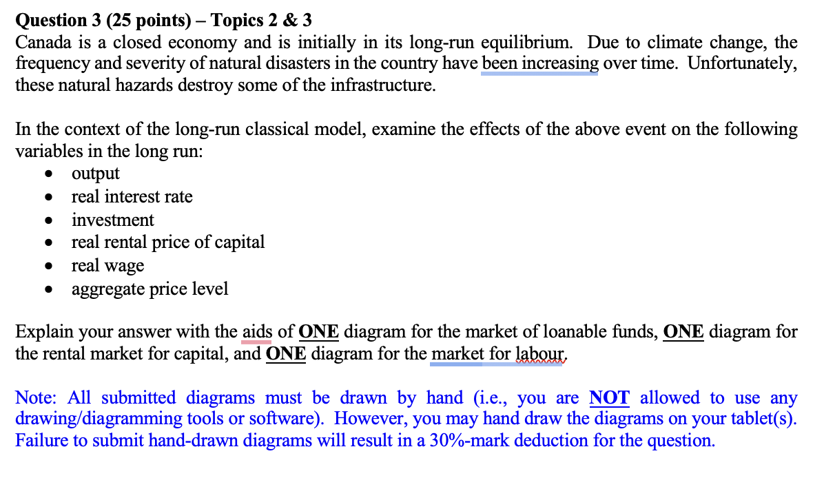 Question 3 (25 points) - Topics \( 2 \& 3 \)Canada | Chegg.com Question 3 (25 points) - Topics \( 2 \& 3 \)Canada | Chegg.com