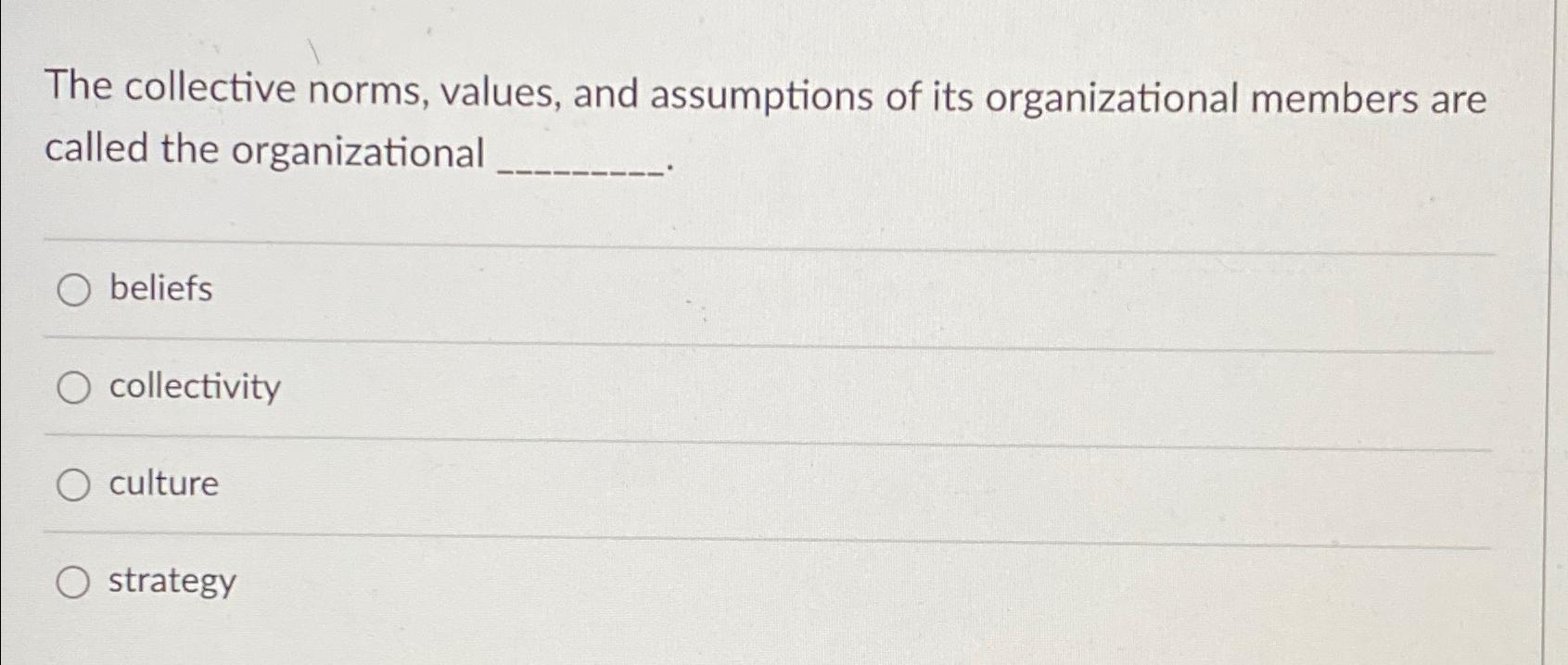 Solved The collective norms, values, and assumptions of its | Chegg.com
