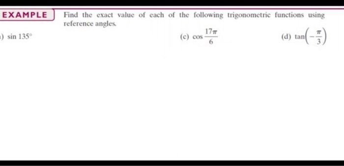Solved EXAMPLE Find the exact value of each of the following | Chegg.com