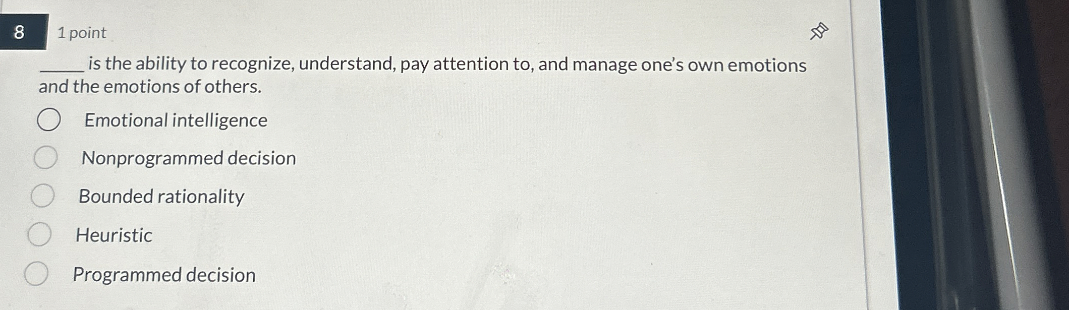 Solved 81 ﻿pointis the ability to recognize, understand, pay | Chegg.com