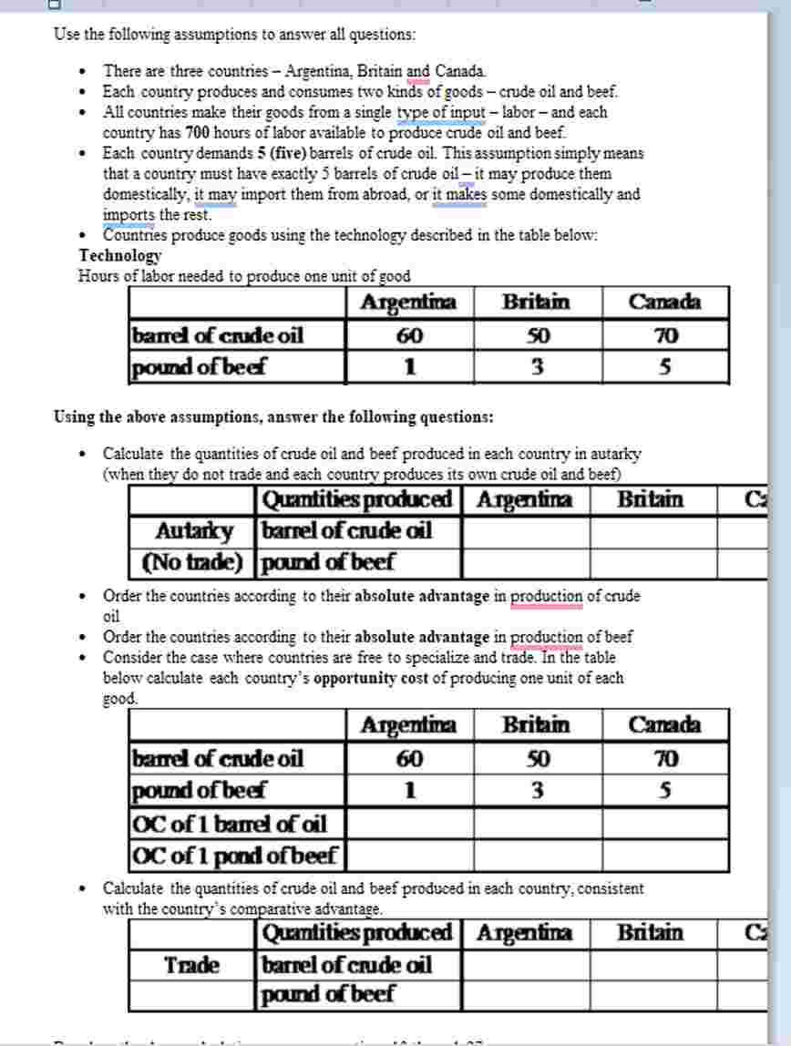 Solved Use the following assumptions to answer all | Chegg.com