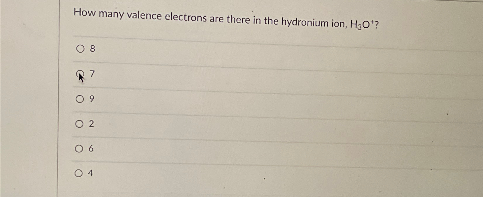Solved How many valence electrons are there in the hydronium | Chegg.com