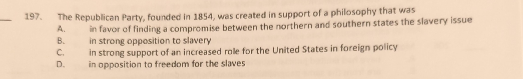 Solved The Republican Party, founded in 1854, ﻿was created | Chegg.com