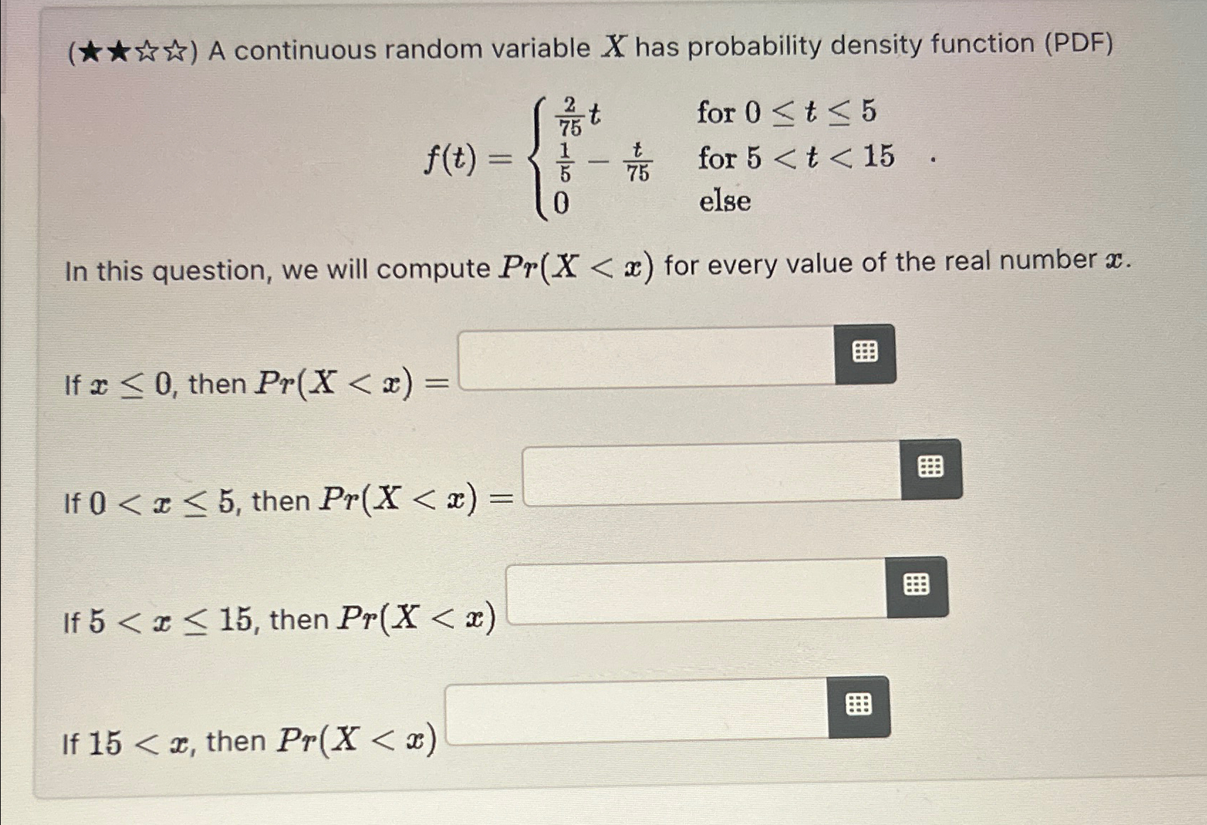 Solved A continuous random variable x ﻿has probability | Chegg.com
