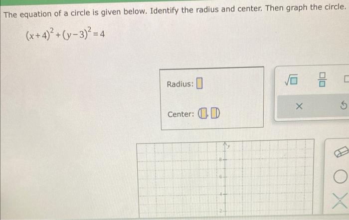 [Solved]: The equation of a circle is given below. Identify