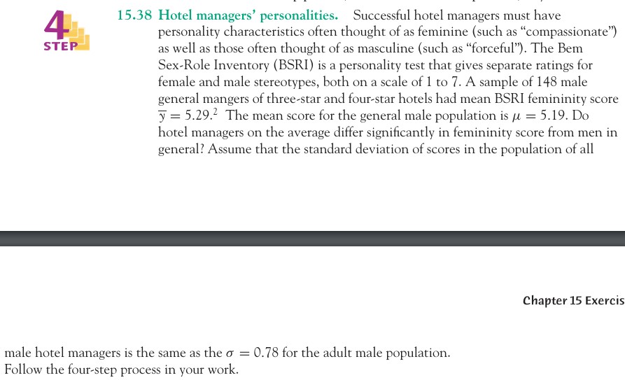 Solved 15.38 ﻿Hotel managers' personalities. Successful | Chegg.com