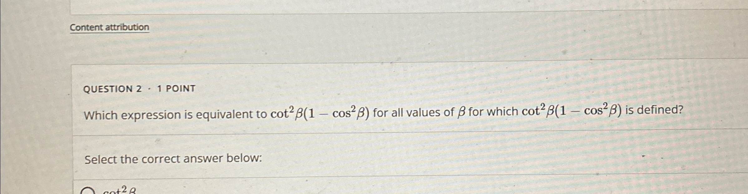 Solved Content attributionQUESTION 2 - 1 POINTWhich | Chegg.com Solved Content attributionQUESTION 2 - 1 POINTWhich | Chegg.com