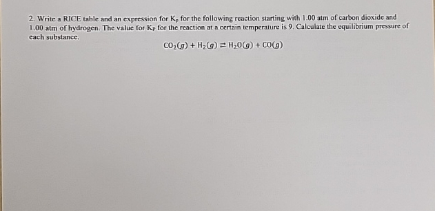 Solved Write a RICE table and an expression for Kp ﻿for the | Chegg.com
