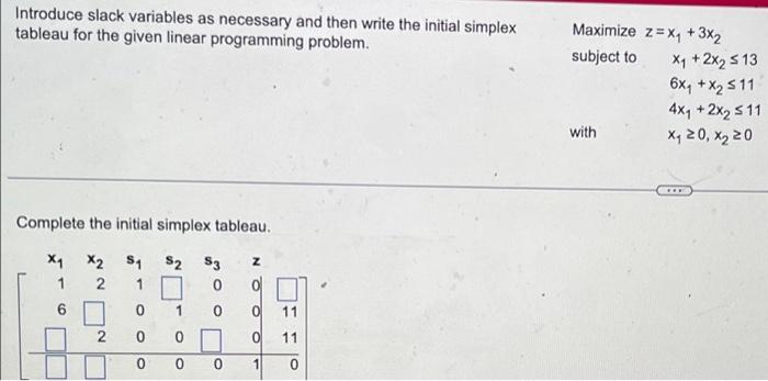 Solved Introduce slack variables as necessary and then write | Chegg.com