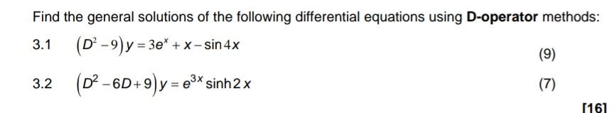 Solved Find the general solutions of the following | Chegg.com