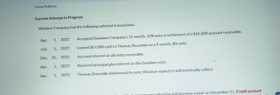 Solved View PoliciesCurrent Attempt in ProgressWindsor | Chegg.com