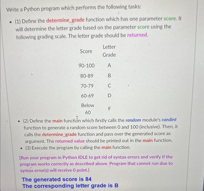 Solved Write a Python program which performs the following | Chegg.com