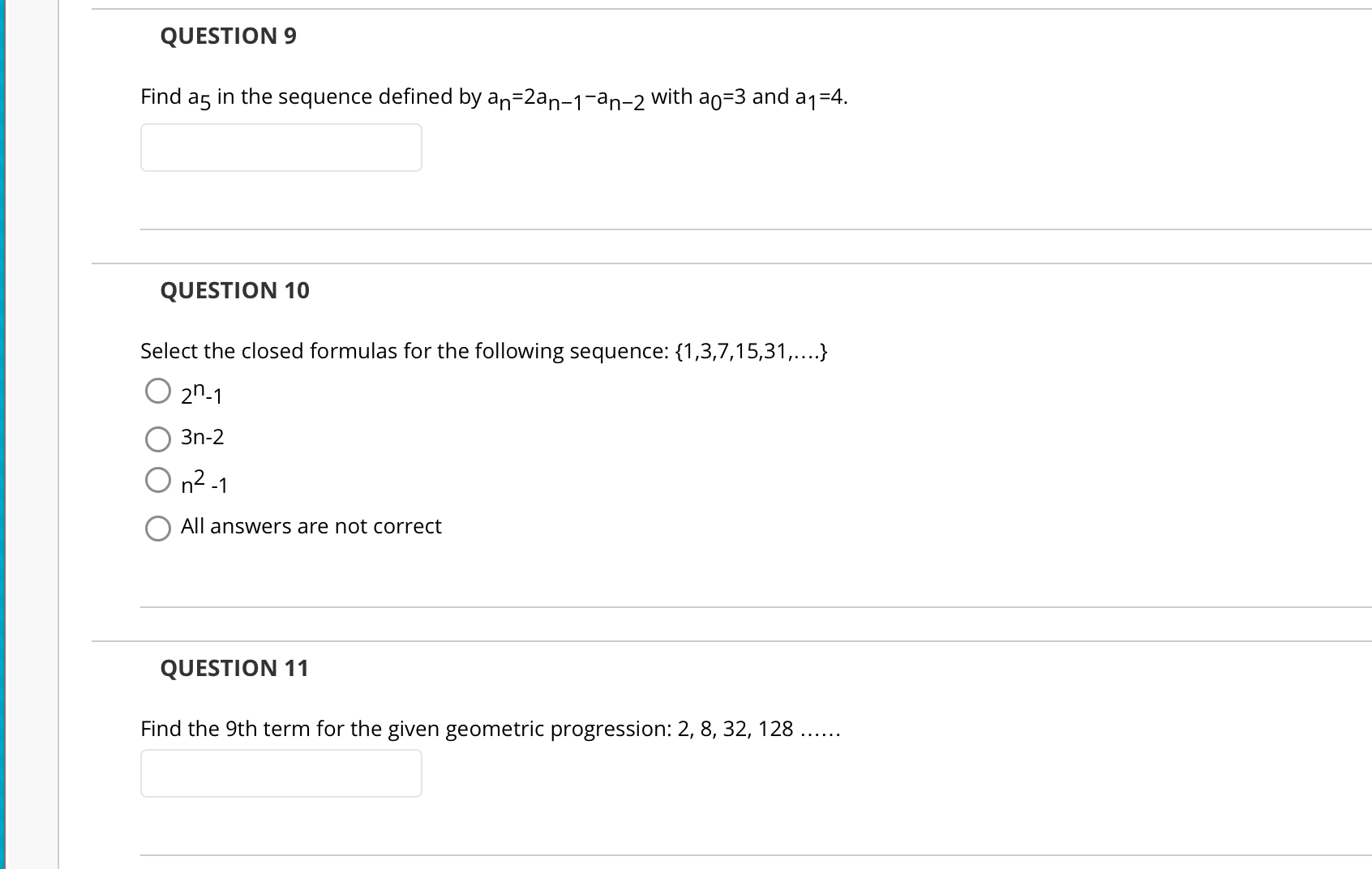 Solved QUESTION 9Find a5 ﻿in the sequence defined by | Chegg.com
