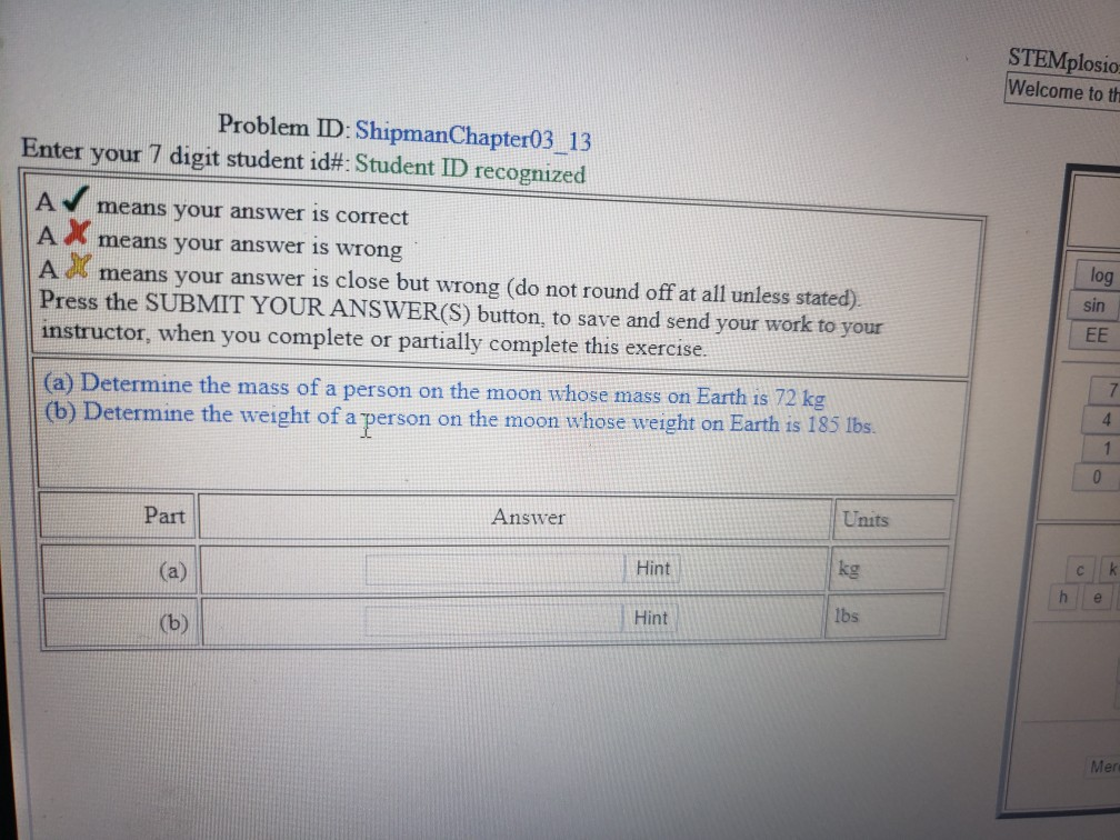 Solved Problem D: ShipmanChapter03_03r Enter your 7 digit | Chegg.com