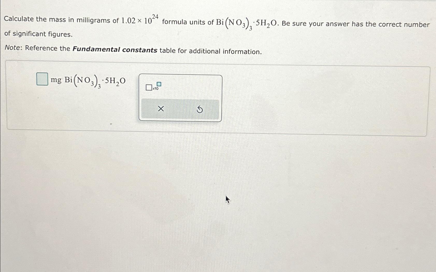 Solved Calculate the mass in milligrams of 1.02×1024 | Chegg.com