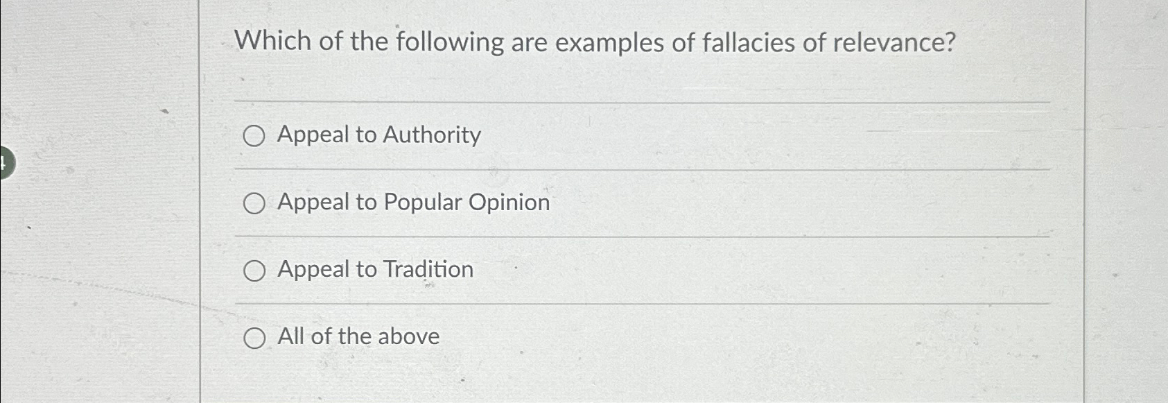 Solved Which of the following are examples of fallacies of | Chegg.com