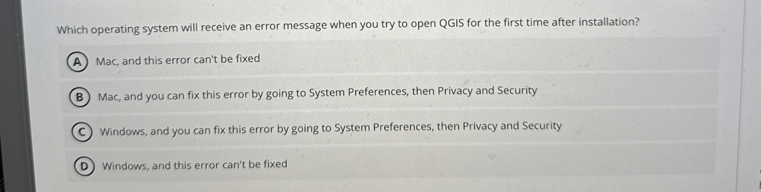Solved Which operating system will receive an error message | Chegg.com