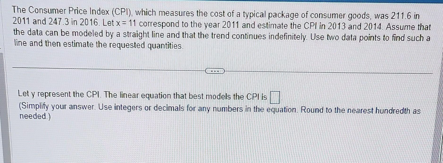 Solved The Consumer Price Index (CPI), which measures the | Chegg.com