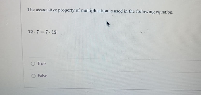 Solved The associative property of multiplication is used in | Chegg.com