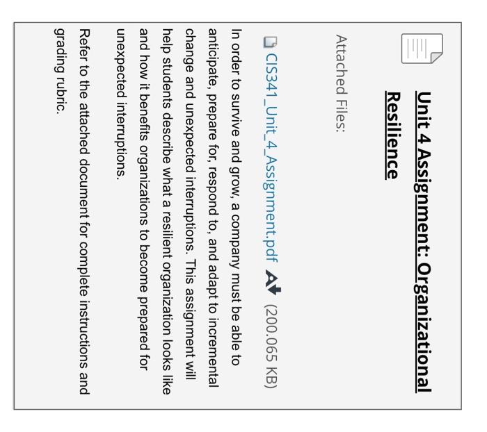 Solved Unit 4 Assignment: Organizational Resilience Attached | Chegg.com