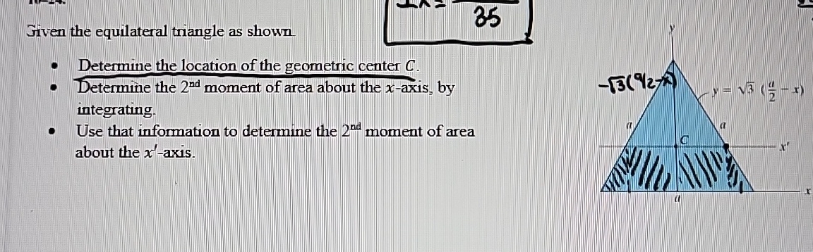Solved Given the equilateral triangle as shown.Determine the | Chegg.com