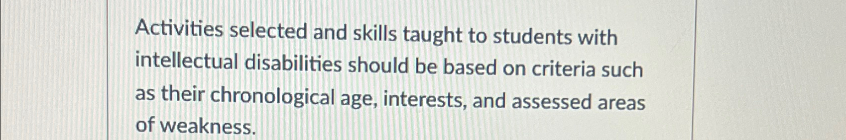 Solved Activities selected and skills taught to students | Chegg.com