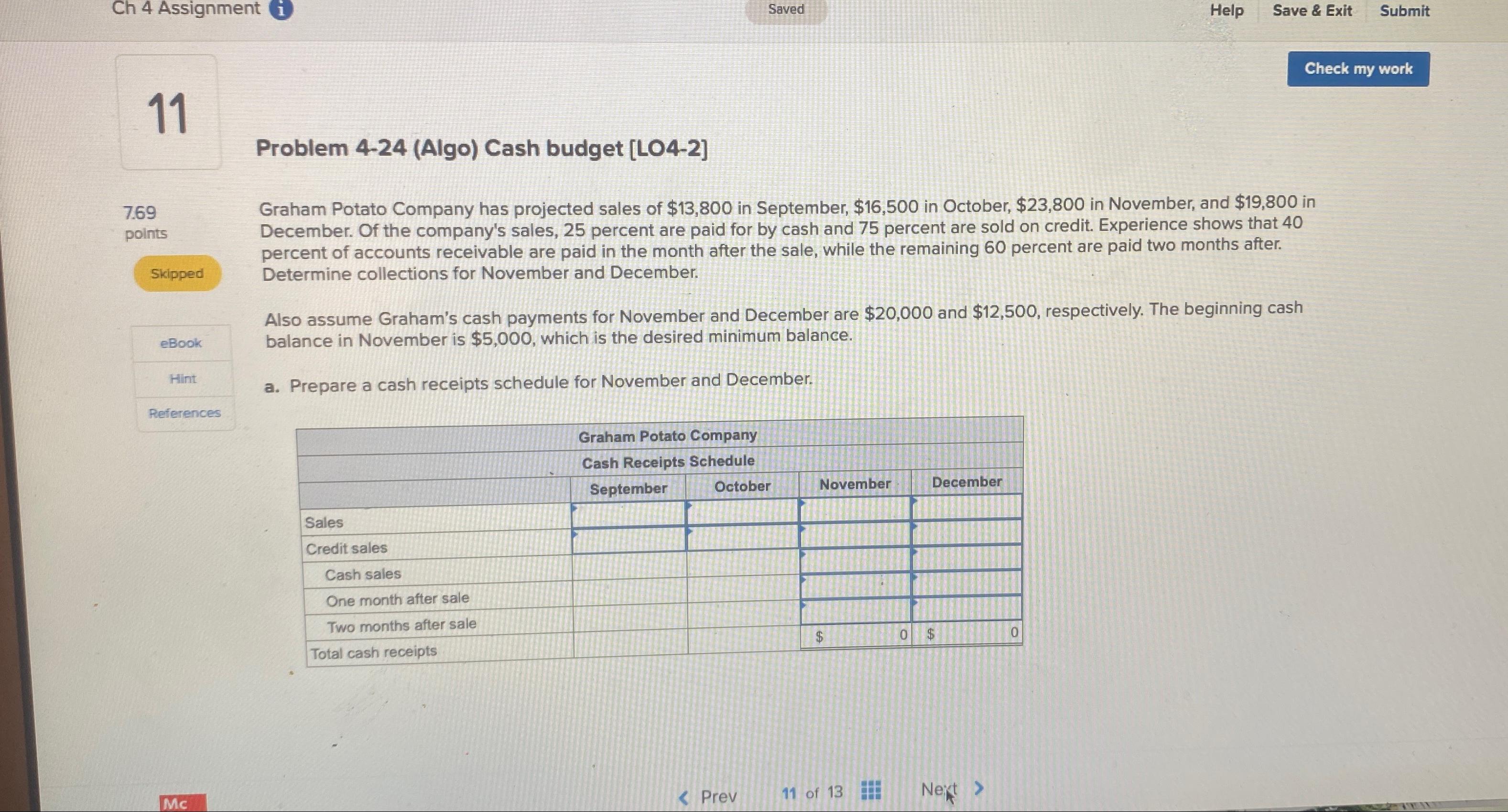Solved Ch 4 ﻿Assignment (i)SavedHelpSave & | Chegg.com
