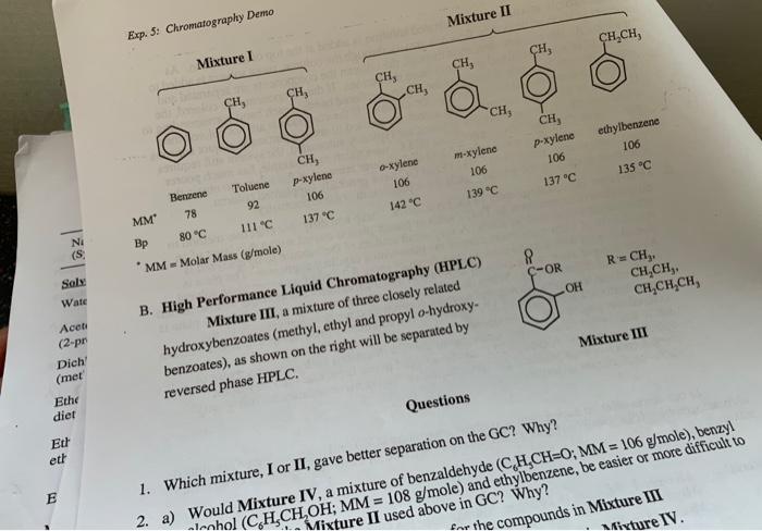 Solved 2. a) Would Mixture IV, a mixture of benzaldehyde | Chegg.com