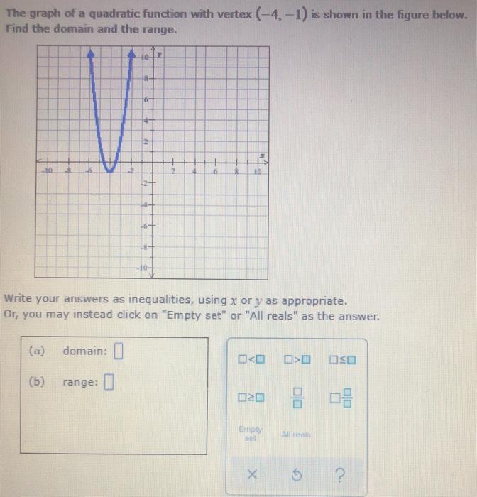 Solved The graph of a quadratic function with vertex (-4,-1) | Chegg.com